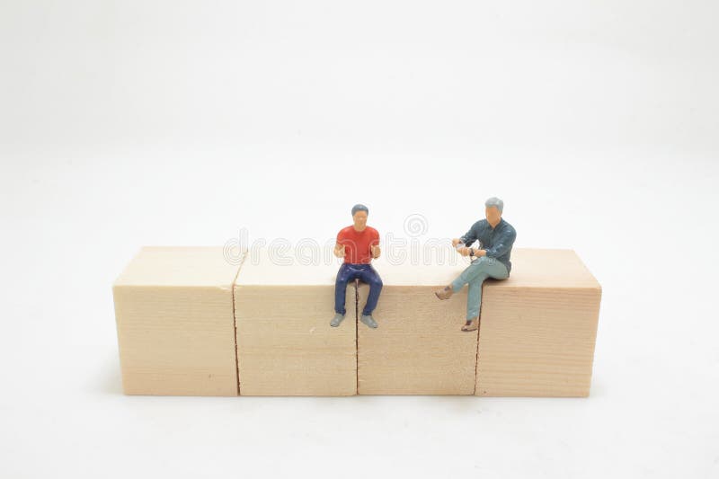 An Empty Wooden Cubes with Fun Figure Stock Photo - Image of hiking ...