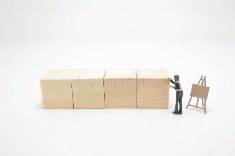 An Empty Wooden Cubes with Fun Figure Stock Image - Image of ...