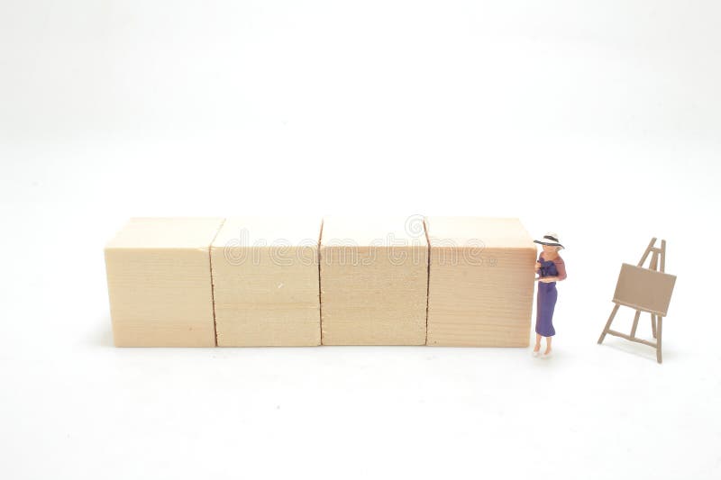 An Empty Wooden Cubes with Fun Figure Stock Photo - Image of figures ...