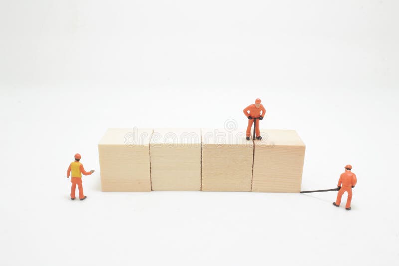 The Empty Wooden Cubes with Fun Figure Stock Photo - Image of macro ...