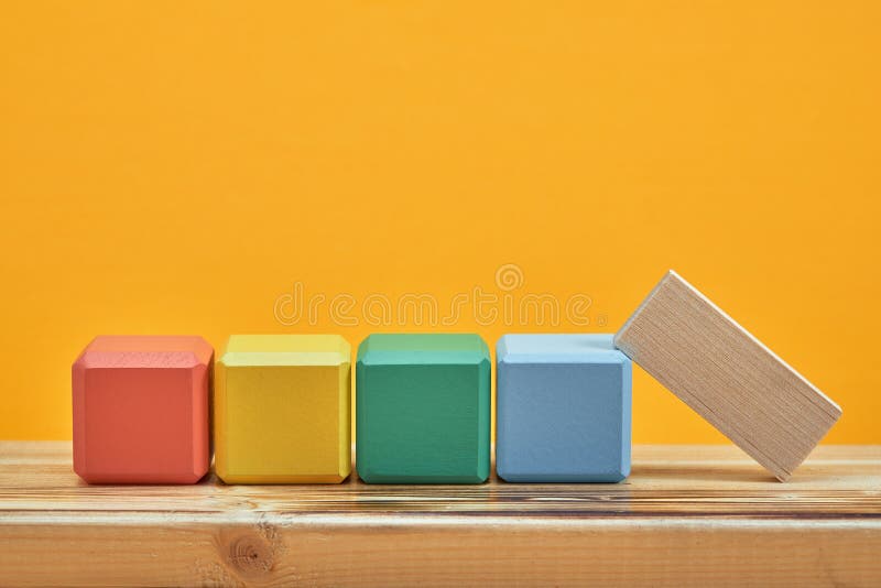Empty Wooden Cubes Mockup Style, Copy Space. Colourful Blocks Template ...