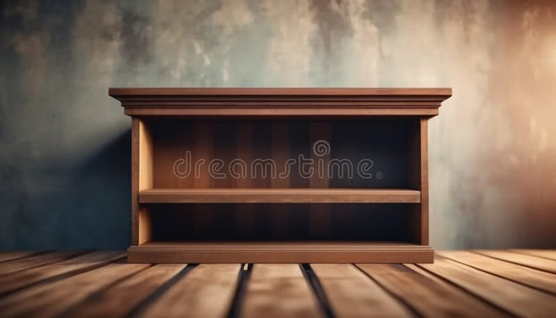 Empty wooden cupboard stock illustration. Illustration of wall - 352358628