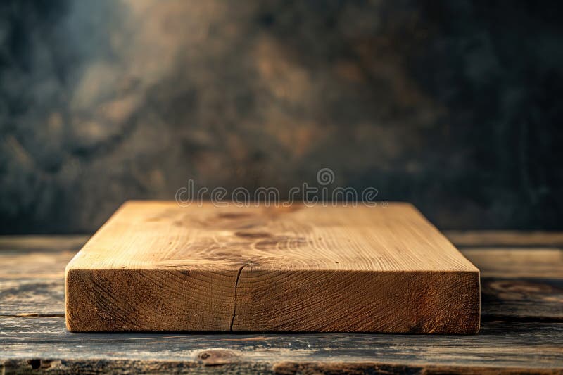 Empty Wooden Cutting Board on Dark Rustic Background Stock Illustration ...
