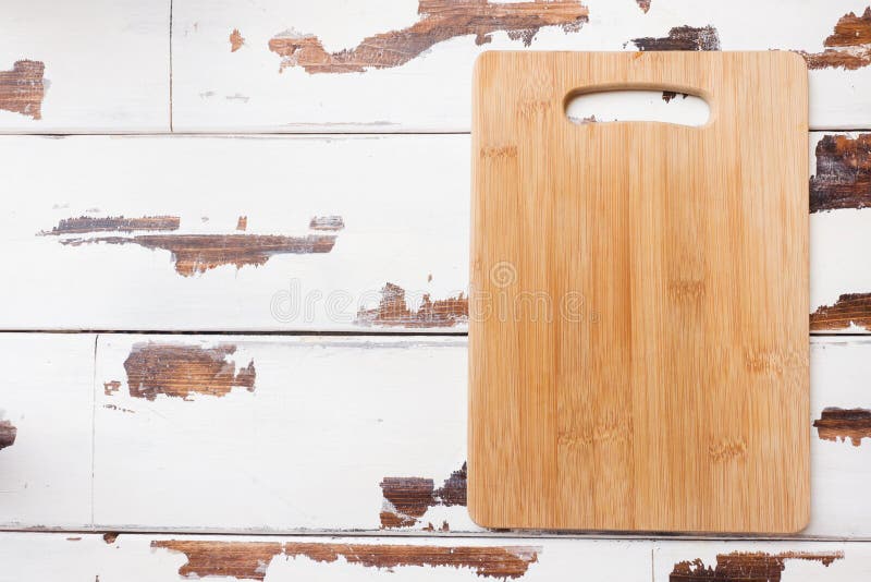 Empty Wooden Cutting Board on Kitchen Table. Top View Copy Space Stock ...