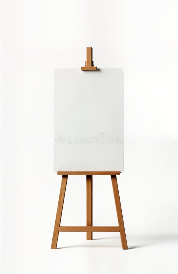 Empty Wooden Easel with Blank White Canvas. Simple Design for Various ...