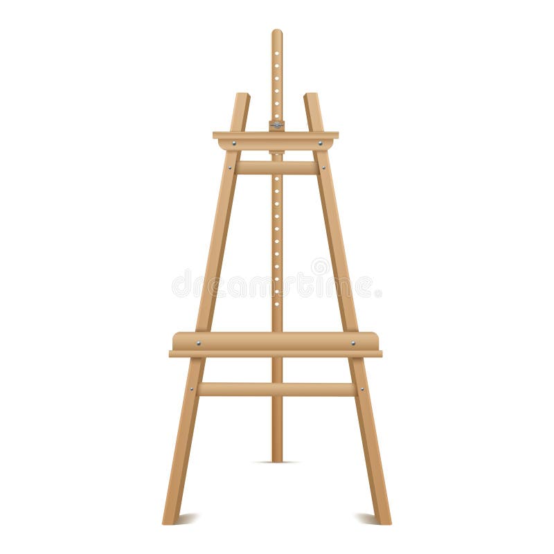 Empty Wooden Easel Front View Realistic Vector Illustration. Paint Desk ...