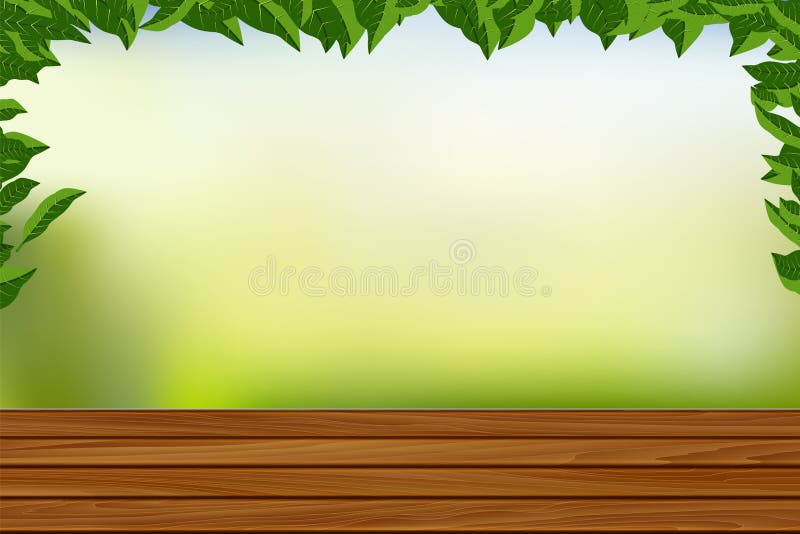 Empty Wooden Floor with Nature Background Vector Illustration Stock ...