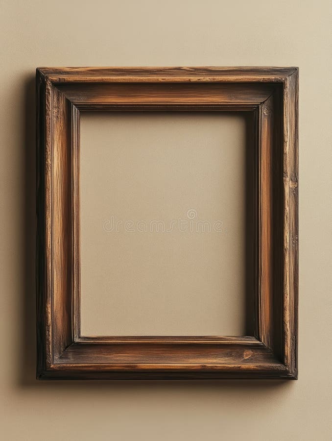 Empty Wooden Frame Neutral Wall Ready Artwork Display Stock Photos ...