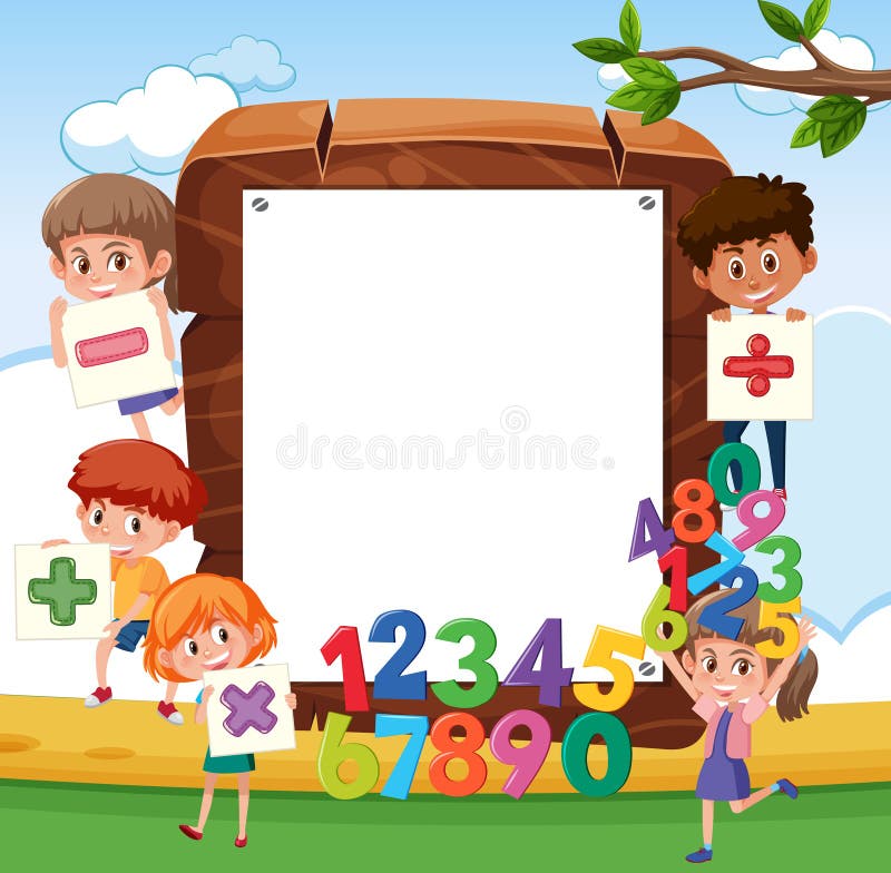 Wooden Signboard with Happy Children Stock Vector - Illustration of ...