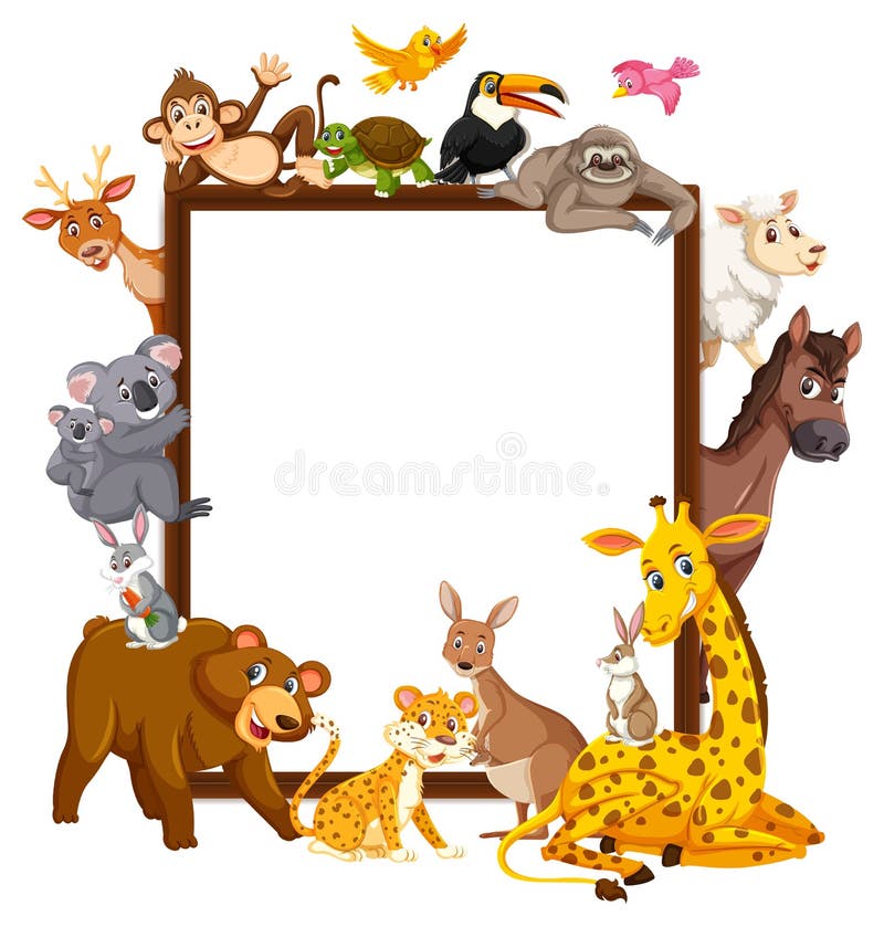 Wooden Frame Design Wild Animals Stock Illustrations – 107 Wooden Frame ...