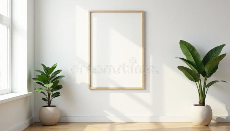 Empty Wooden Frame on White Wall, Minimalist Interior , Frame, Wood ...