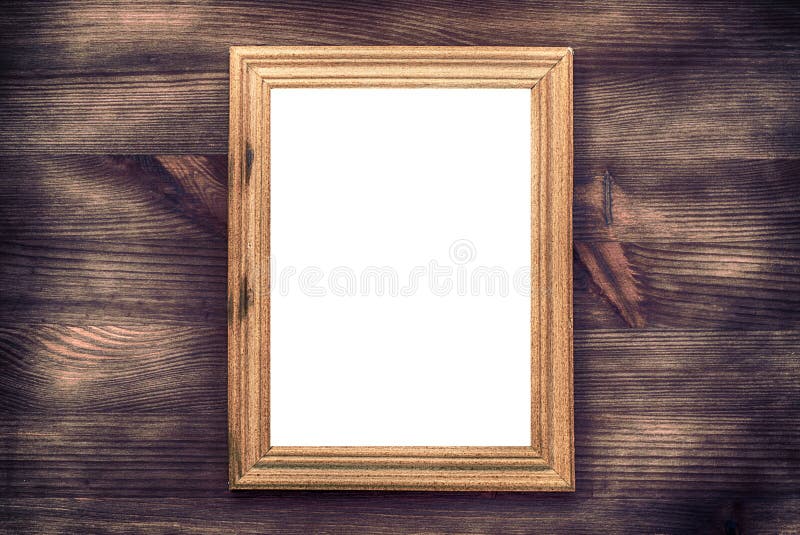 Empty Wooden Frame On A Wood Textured Surface Stock Image - Image of ...