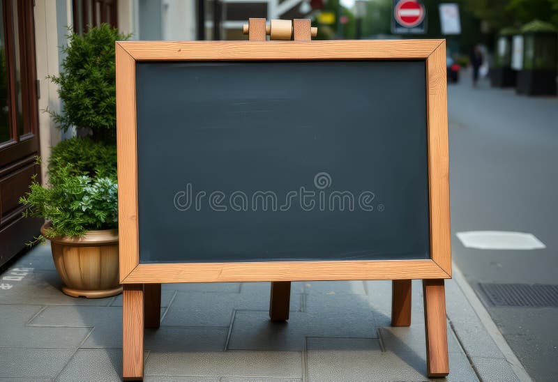 Empty Wooden-framed Chalkboard Sign for Message Stock Illustration ...