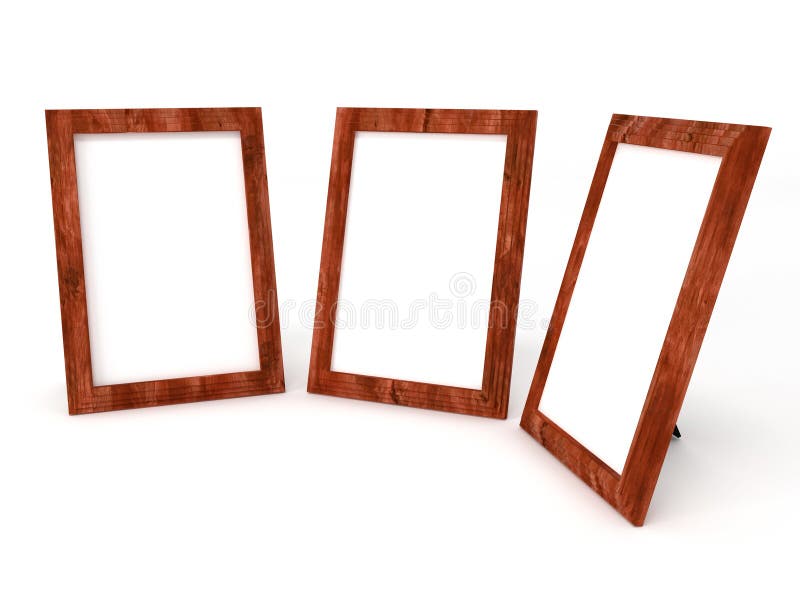 Empty Wooden Frameworks for Photos on White Stock Photo - Image of ...