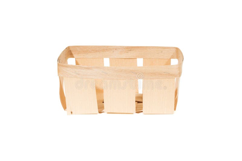 Empty Wooden Fruit Basket Isolated on White Stock Image - Image of ...