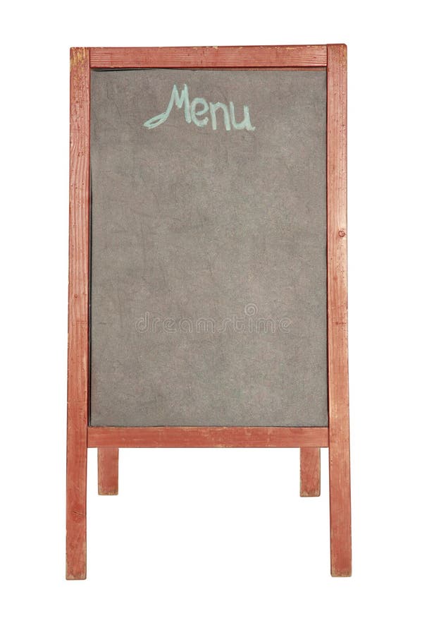 Empty Wooden Menu Message Chalkboard Isolated on White. Stock Photo ...