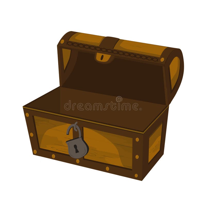 Empty wooden open chest. stock vector. Illustration of capacity - 98457163