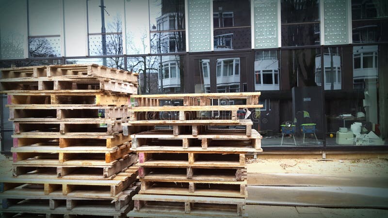 Empty wooden pallets stock image. Image of stacked, urban - 83258633