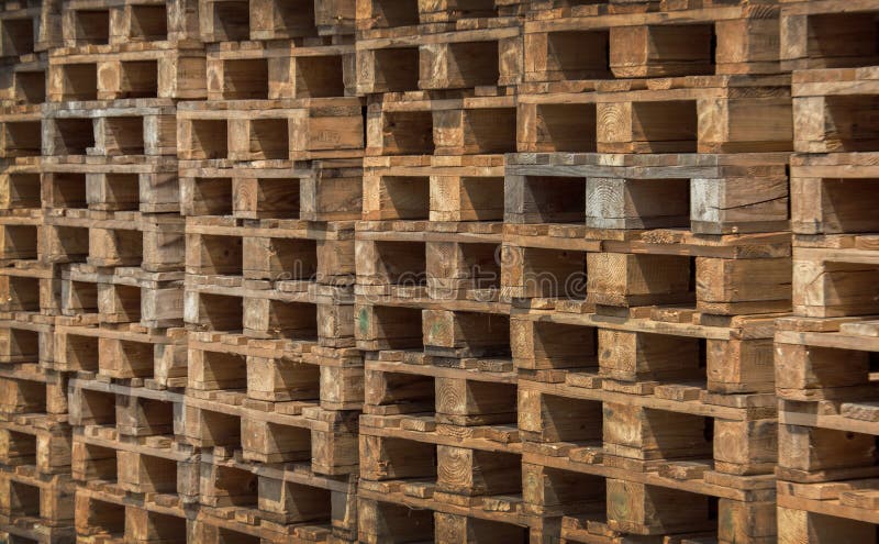 Empty Wooden Pallets in the Warehouse Stock Image - Image of palette ...