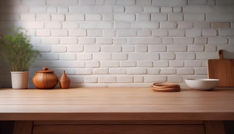 Empty Wooden Base on Kitchen Table Stock Illustration - Illustration of ...
