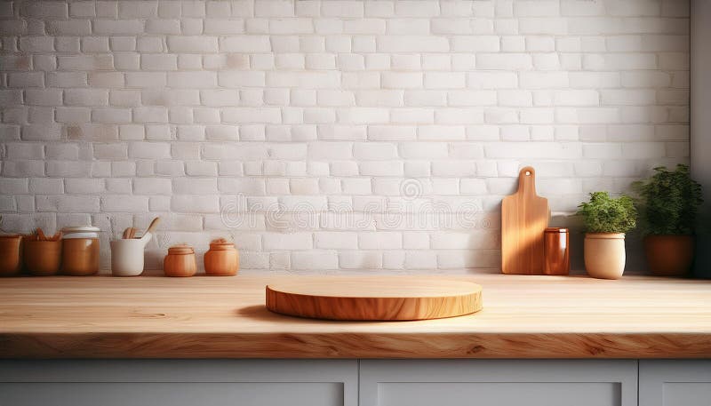 Empty Wooden Base on Kitchen Table Stock Illustration - Illustration of ...