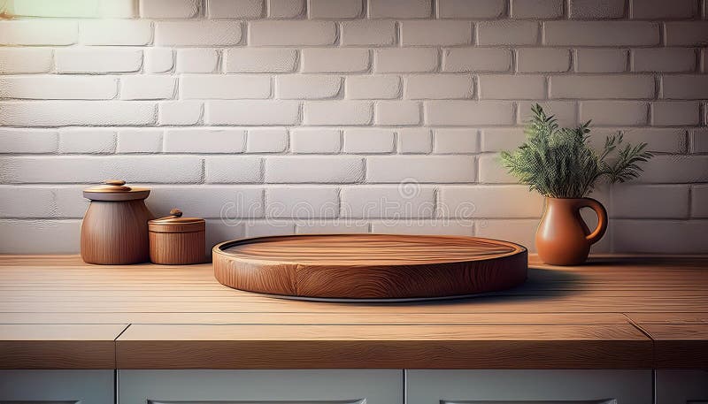 Empty Wooden Base on Kitchen Table Stock Illustration - Illustration of ...