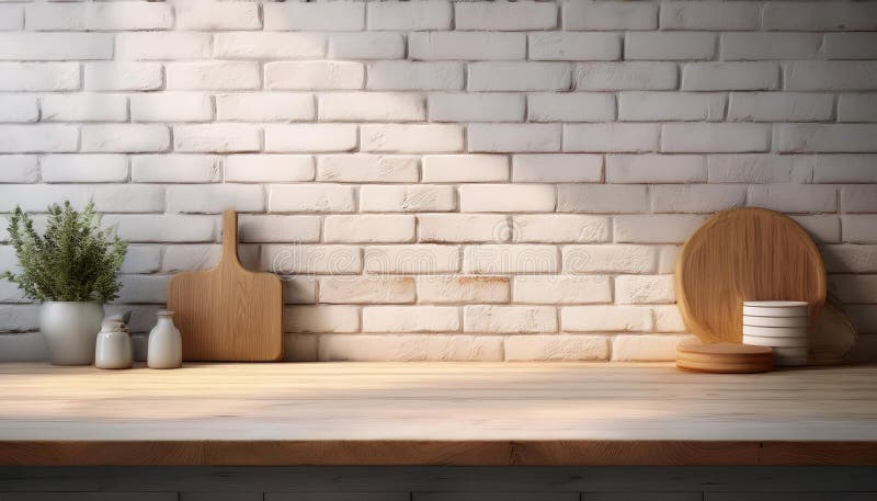 Empty Wooden Base on Kitchen Table Stock Illustration - Illustration of ...