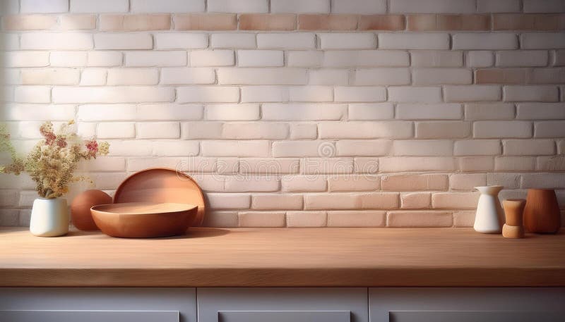 Empty Wooden Base on Kitchen Table Stock Illustration - Illustration of ...