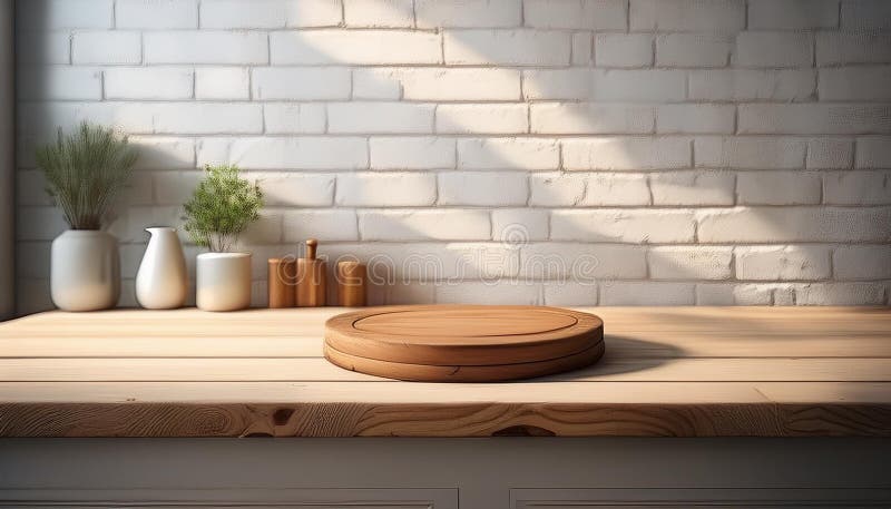 Empty Wooden Base on Kitchen Table Stock Illustration - Illustration of ...