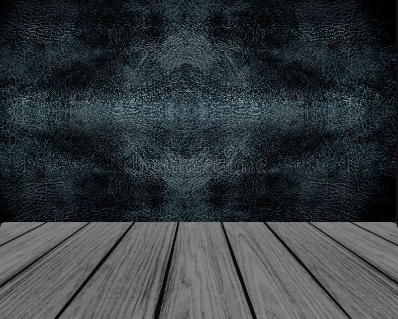 Empty Wooden Perspective Platform with Black Seamless Pattern Leather ...