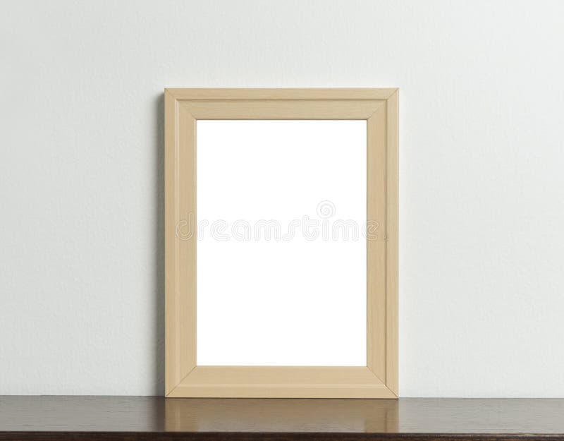 Empty Wooden Photo Frame on White Stock Photo - Image of space, wall ...