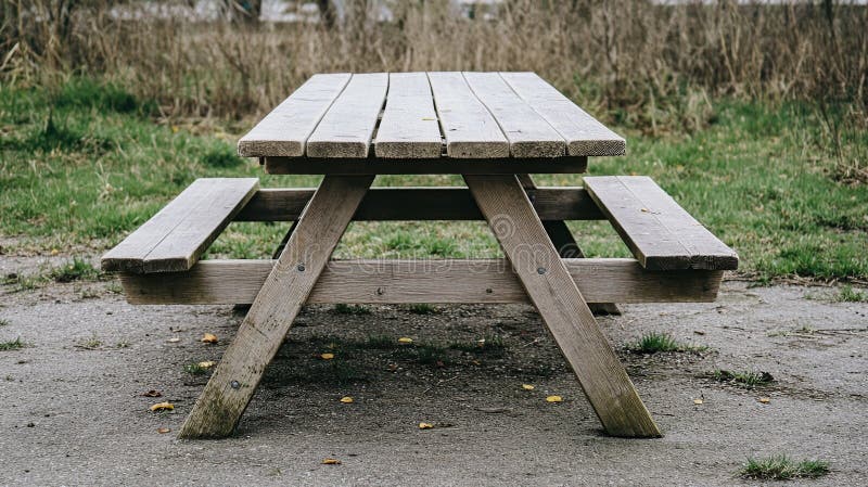 Empty Wooden Picnic Table Park Spring Outdoors Stock Photo - Image of ...