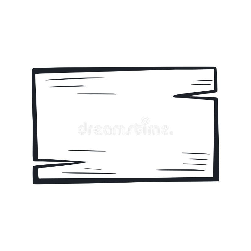 Empty Wooden Rectangular Sign Doodle Style Stock Vector - Illustration ...