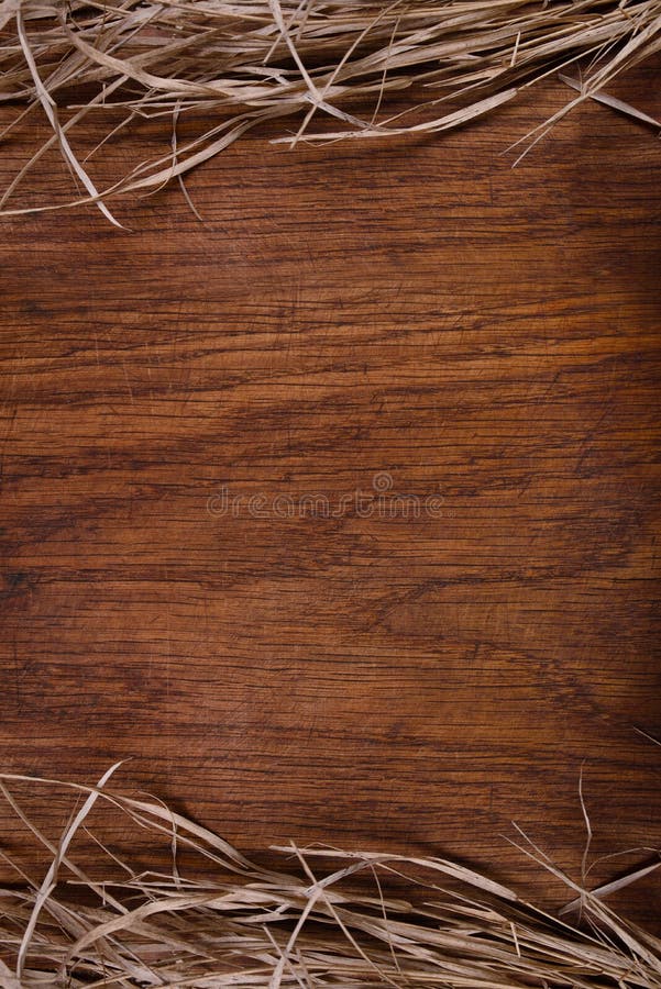 Empty Wooden Rustic Cutting Board with Straw Copy Space for Text Stock ...