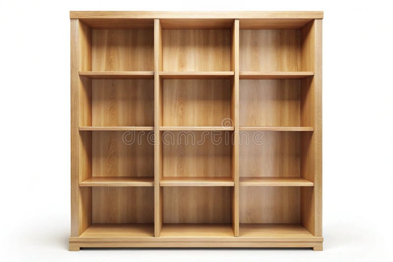 Empty Wooden Shelf, Bookshelf, or Bookcase Isolated on White Stock ...