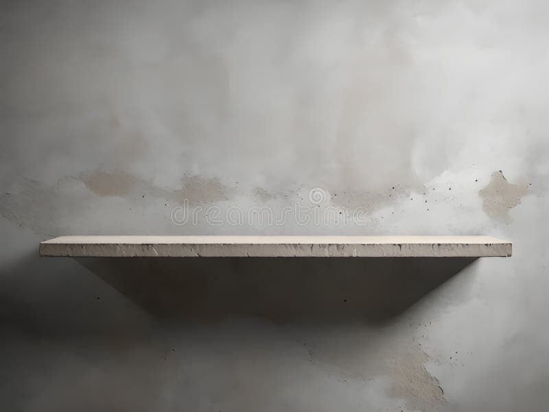 Empty Wooden Shelf in Modern Room with Stone Wall Background for ... Empty Wooden Shelf in Modern Room with Stone Wall Background for ...
