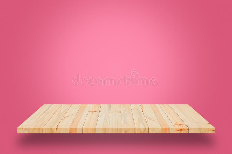 Empty Wooden Shelf Pink Gradient Background Stock Photos - Free ...