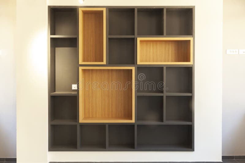 Empty wooden shelves stock photo. Image of exhibition - 244829750