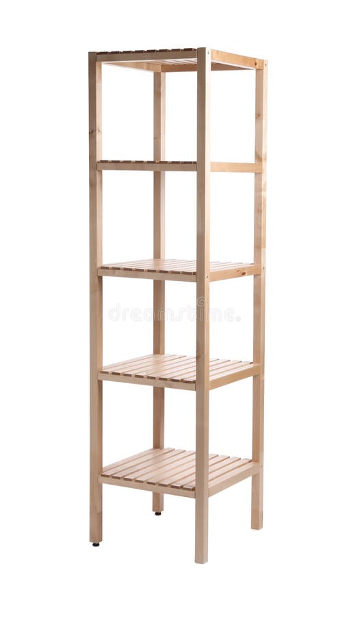 Empty Wooden Shelving Unit Isolated Stock Photo - Image of design, case ...