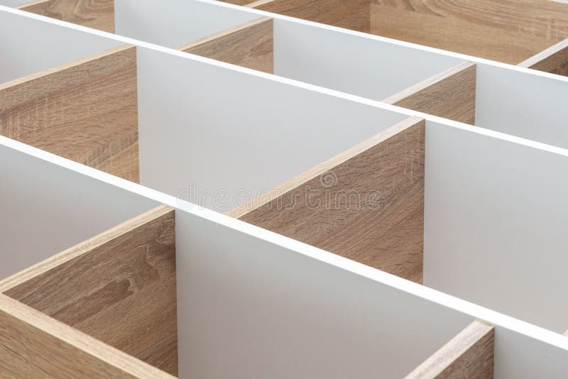 Empty Wooden Shelving Unit White Partitions Background Texture Stock ...