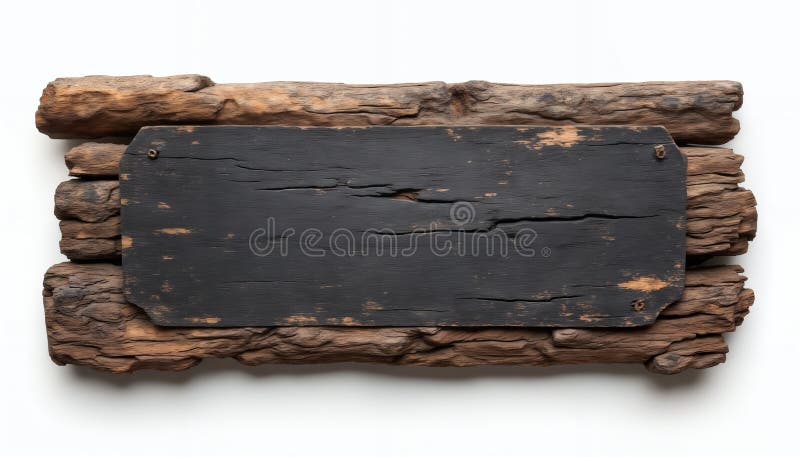 An Empty Wooden Sign Board, on a White Background, Old and Weathered ...