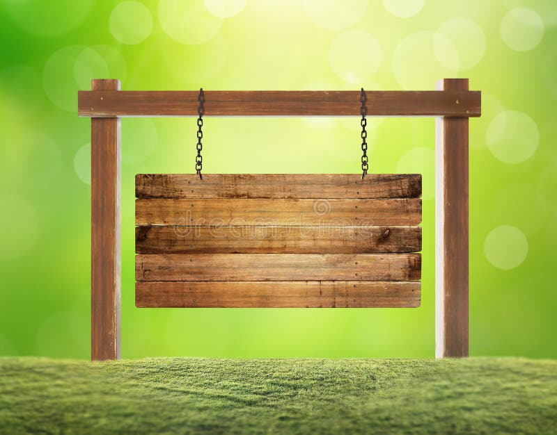 Empty wooden sign hanging stock illustration. Illustration of hemp ...