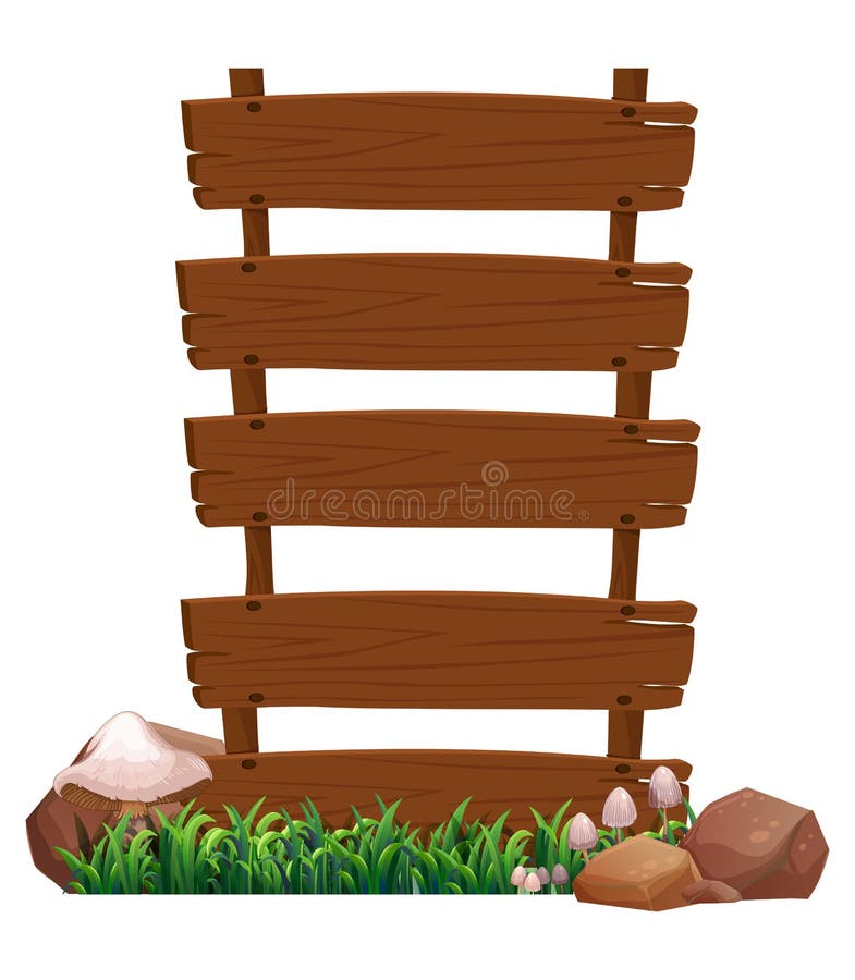 Oak Wooden Log Signboard With Green Leaves On A Pole At The Grass Lawn ...