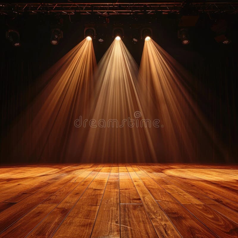 Empty Wooden Stage Floor with Rays of Light for Product Presentation ...