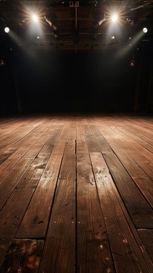 Empty Wooden Stage Floor with Spotlight Illumination, Theater ...