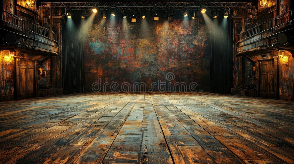 An Empty Wooden Stage with a Spotlight Illuminates it. Dramatic ...