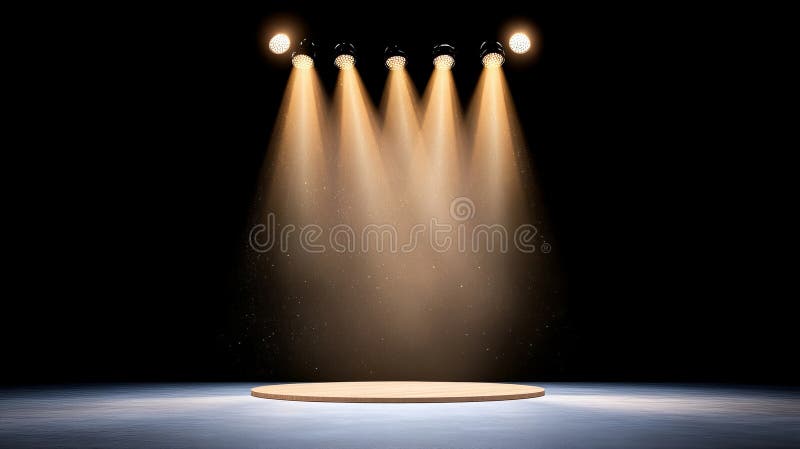 Empty Wooden Stage Under Spotlight in Dark Theater Setting Stock ...