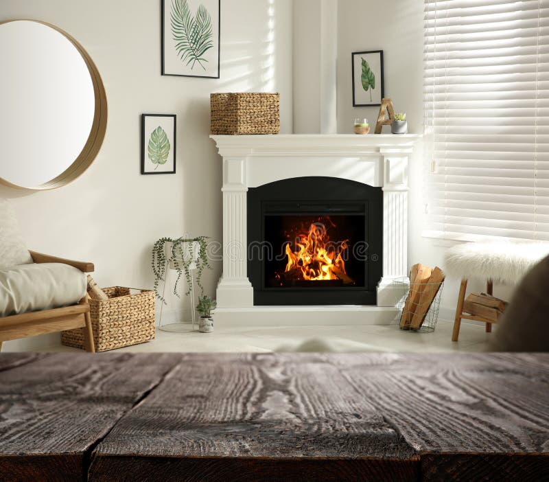 Top View of the Fireplace Decorated with Pumpkins and Dry Autumn Leaves ...