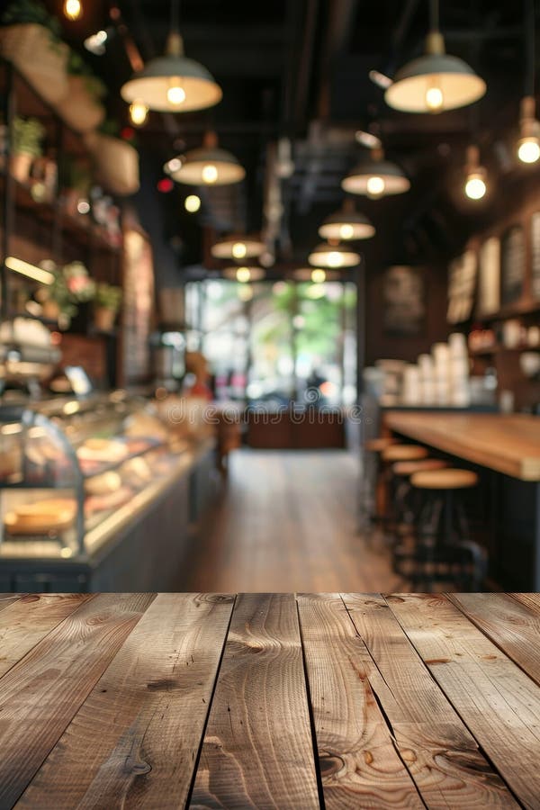 Empty Wooden Table Against Blurred Kitchen Bench Background for Clean ...