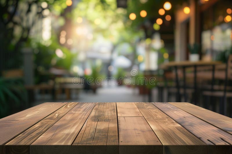 Wooden Tabletop Blurred Outdoor Cafe Setting Stock Photos - Free ...